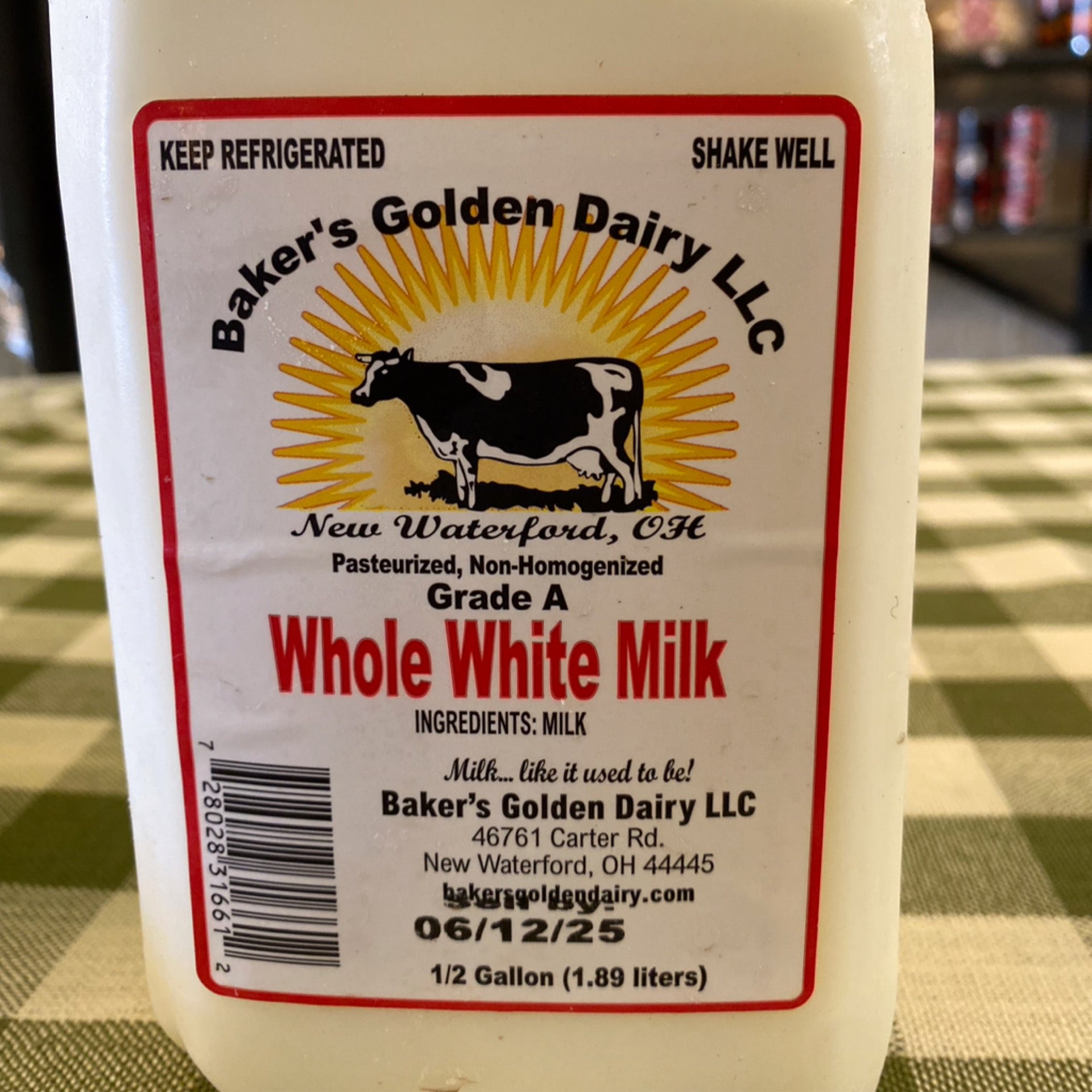 Whole Milk Half Gallon (Baker's Golden Dairy) | Steubenville Grocery Box
